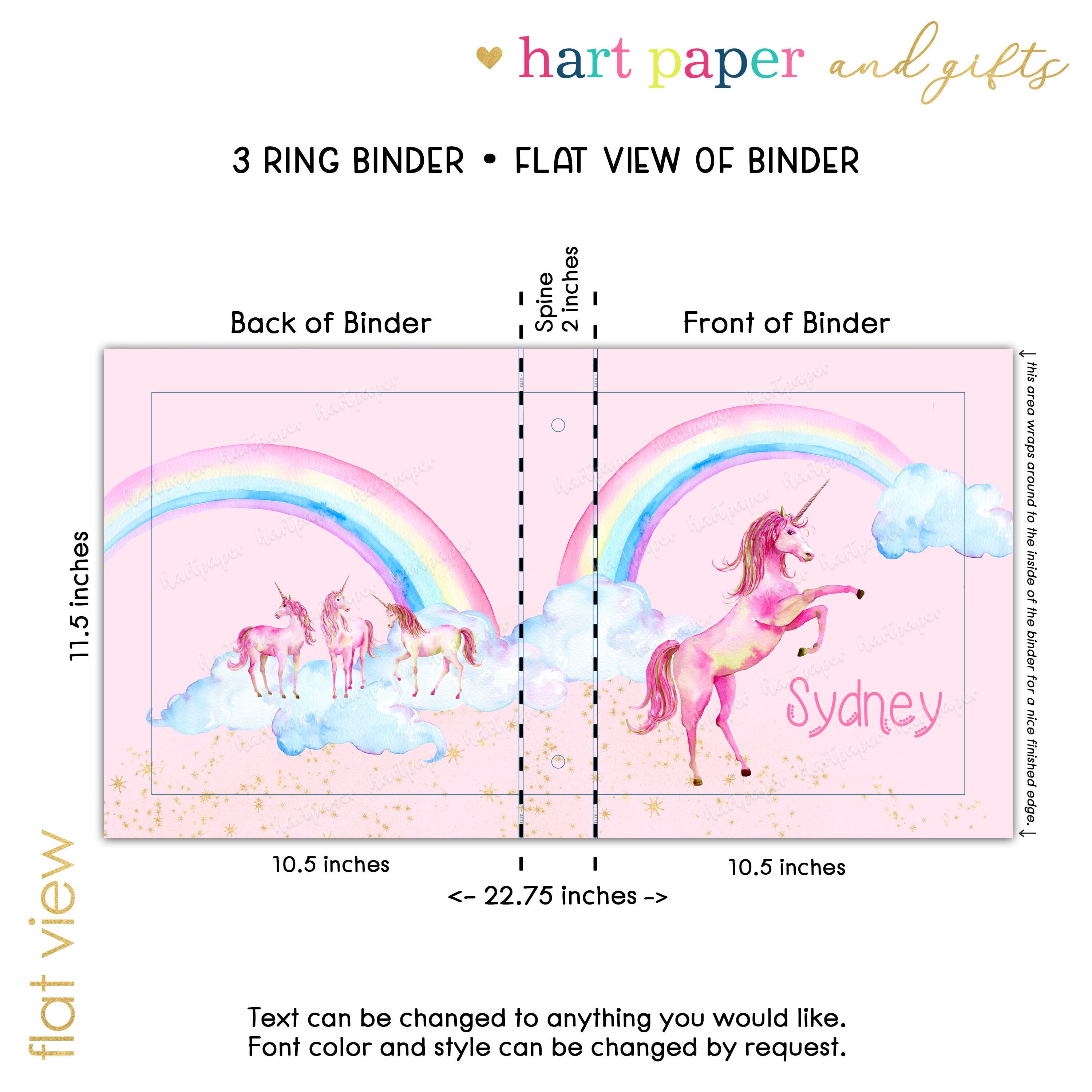 Rainbow Unicorn 3 Ring Binder 2" Personalized Custom Gift Back to ...