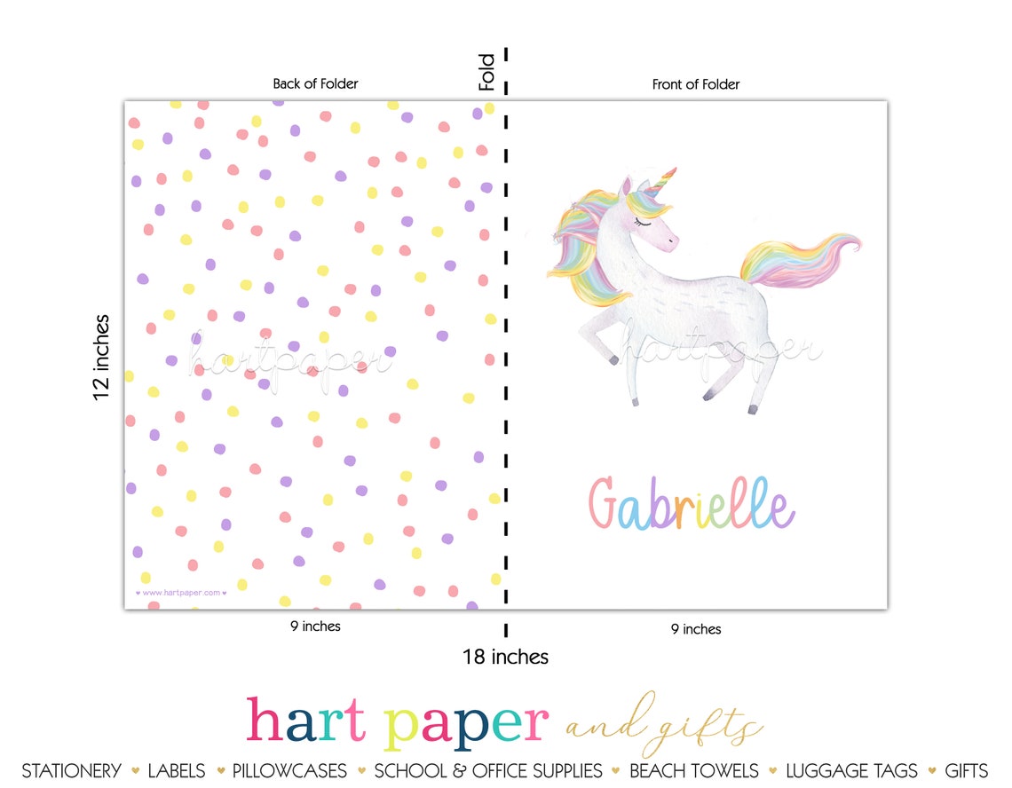 Rainbow Unicorn Personalized Folder 2 Pocket Back to School - Etsy