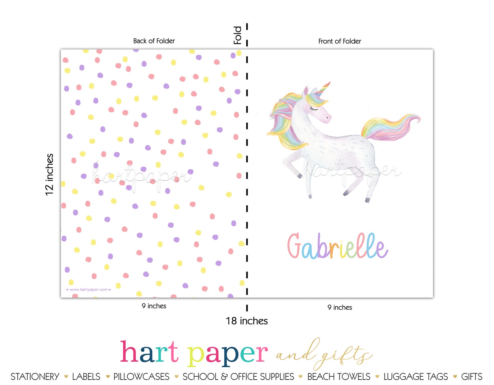 Rainbow Unicorn Personalized Folder 2 Pocket Back to School - Etsy