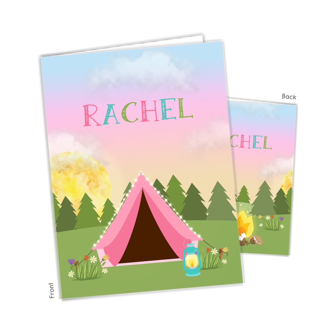 Summer Camp Camping Sunset Tent Personalized Folder 2 Pocket Back to ...