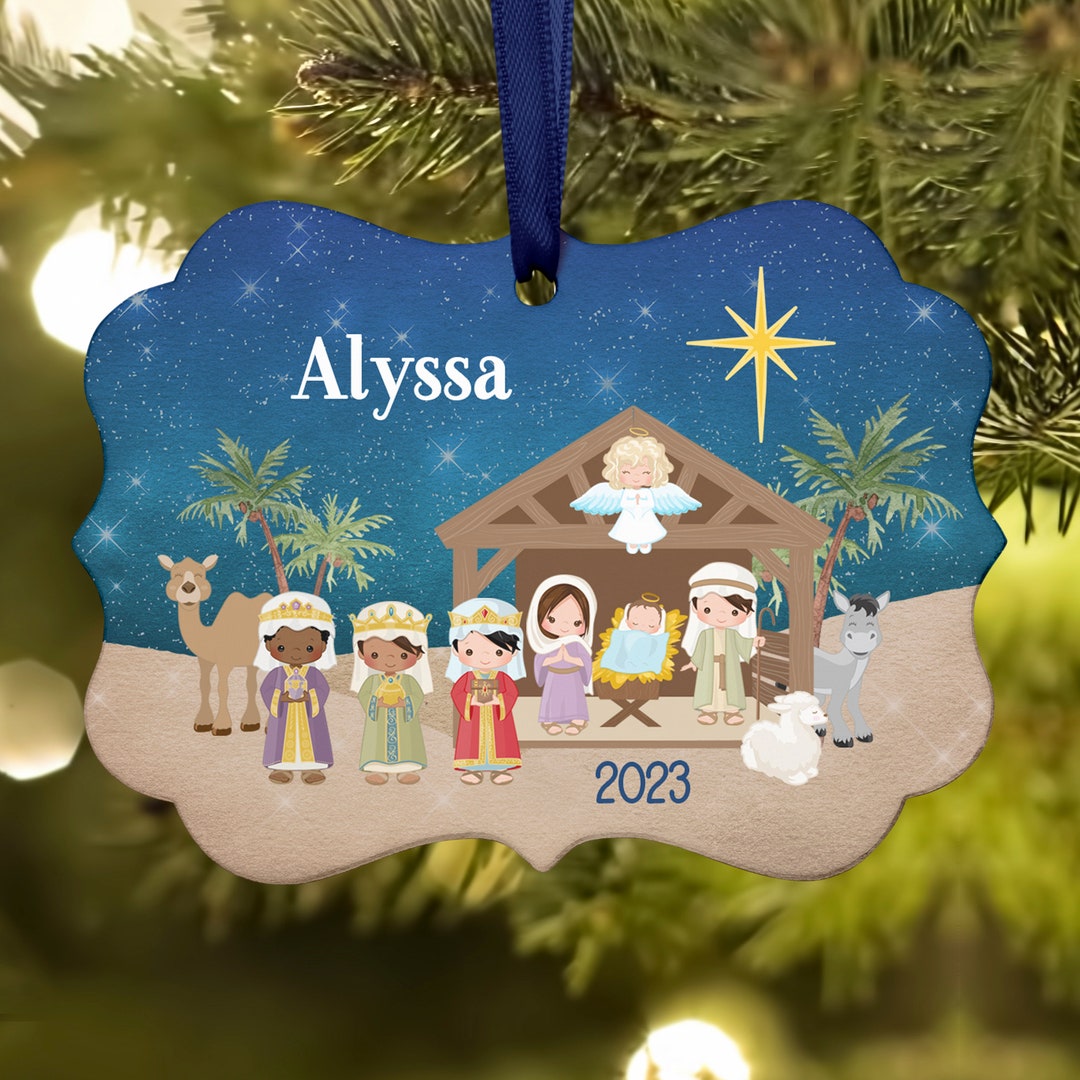 Nativity Scene Christmas Ornament Personalized Custom Holiday Gift ...