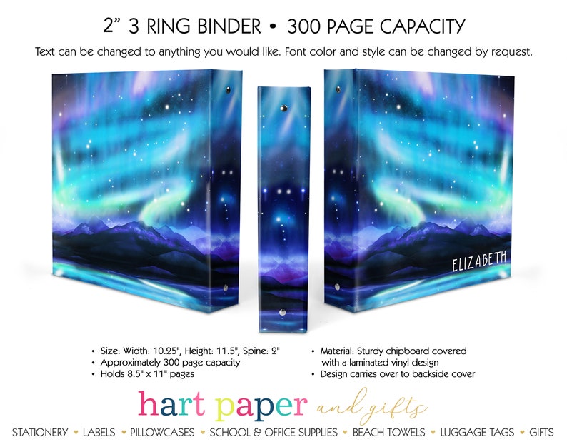Norther Lights Aurora Borealis Galaxy Stars 3 Ring Binder - Etsy