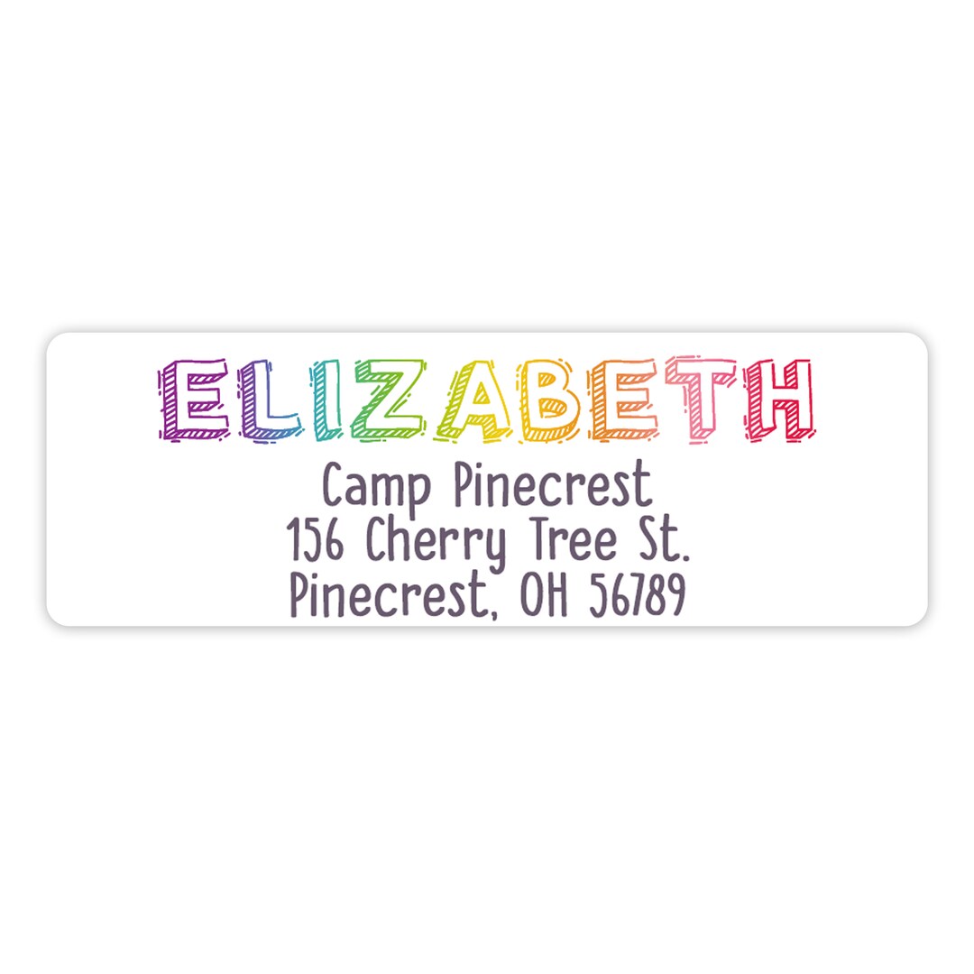 Rainbow Summer Camp Camping Return Address Labels Personalized Custom ...