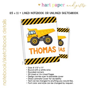 Construction Dump Truck Personalized Notebook Sketchbook • Custom ...