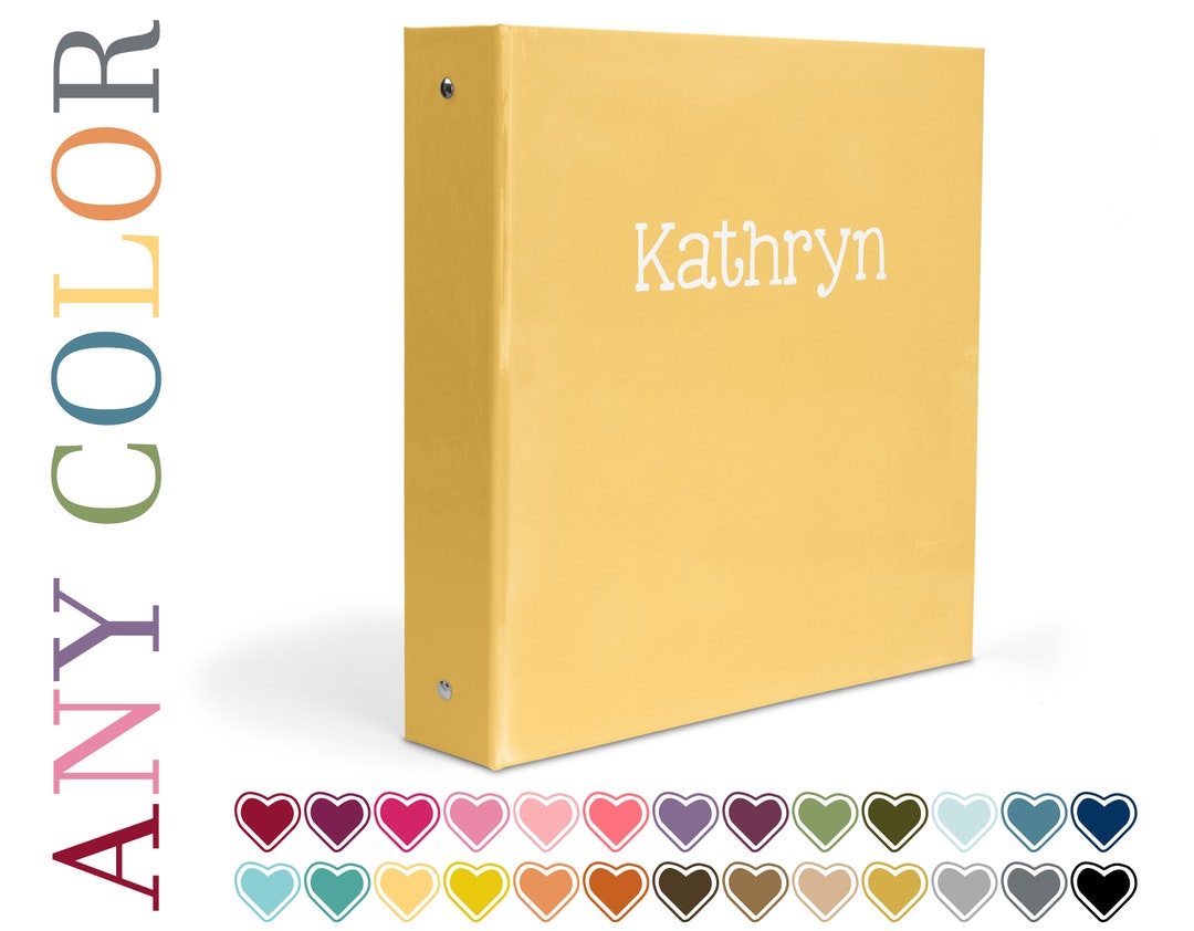 ANY COLOR Solid 3 Ring Binder 2 Personalized Custom Gift Back to School ...