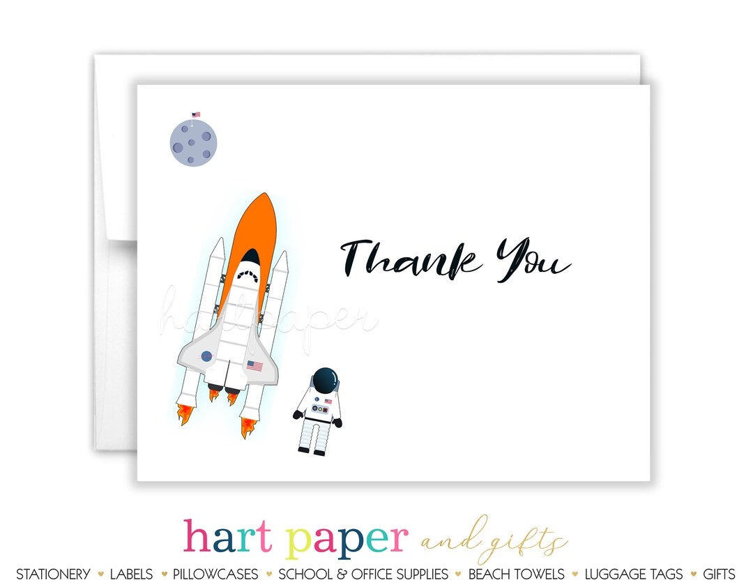 Space Shuttle Astronaut Thank You Personalized Cards Folded Flat ...
