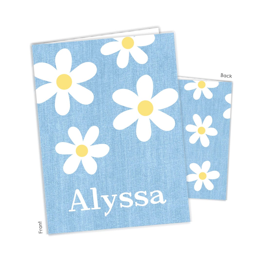 Daisy Flower Retro Flowers Personalized Folder 2 Pocket Back to School ...