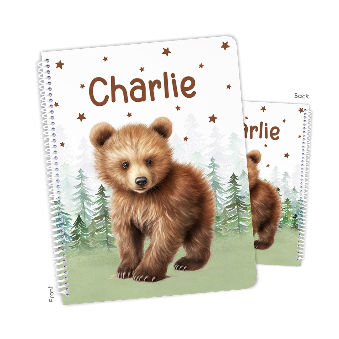 Woodland Brown Bear Zoo Animal Personalized Notebook Sketchbook ...