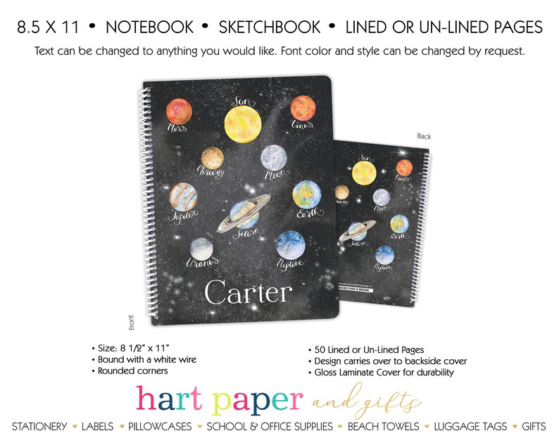 Outer Space Planets Solar System Personalized Notebook - Etsy