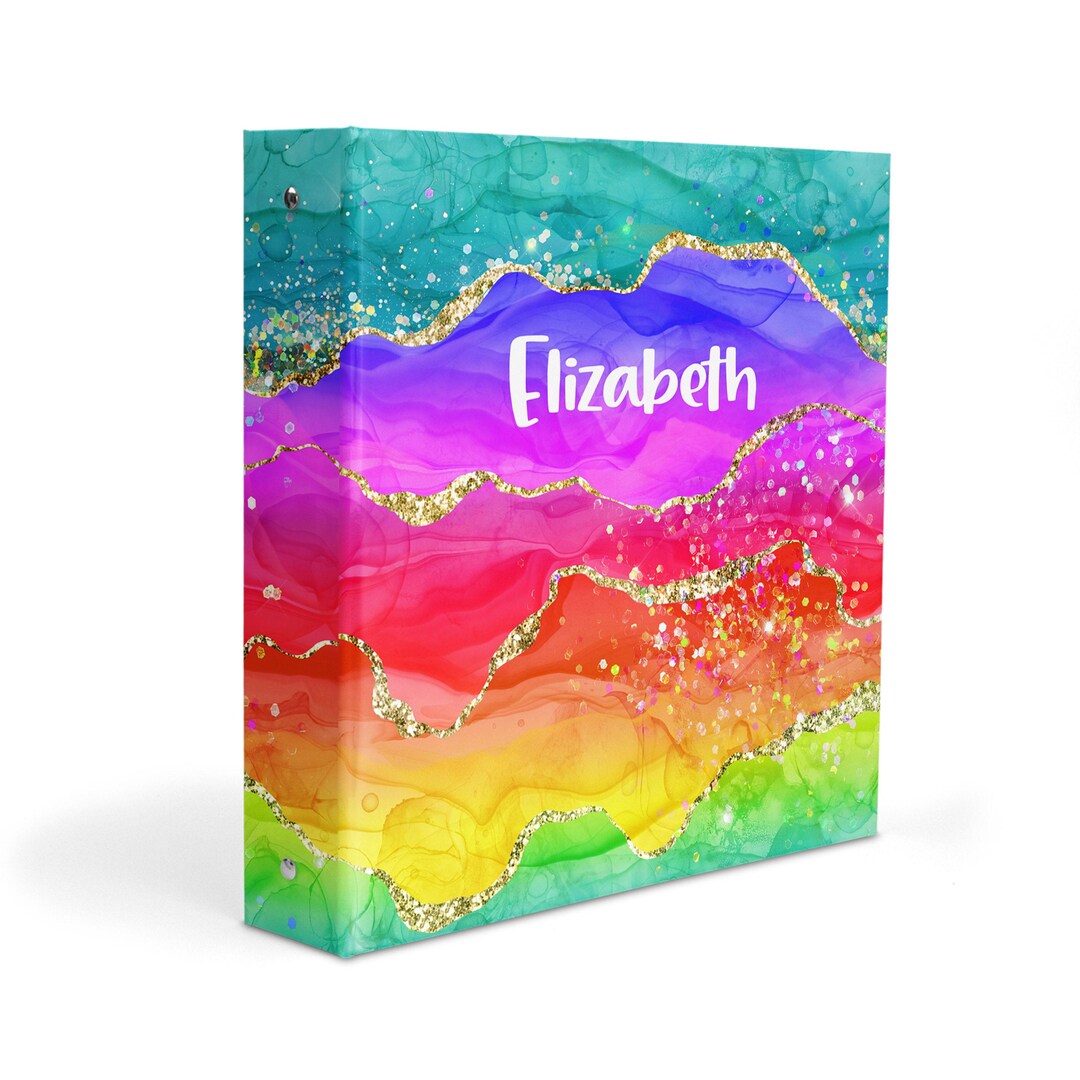 Rainbow 3 Ring Binder 2" Personalized Custom Gift Back to School ...