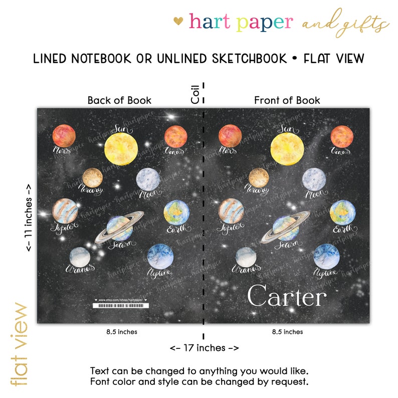 Outer Space Planets Solar System Personalized Notebook Sketchbook ...