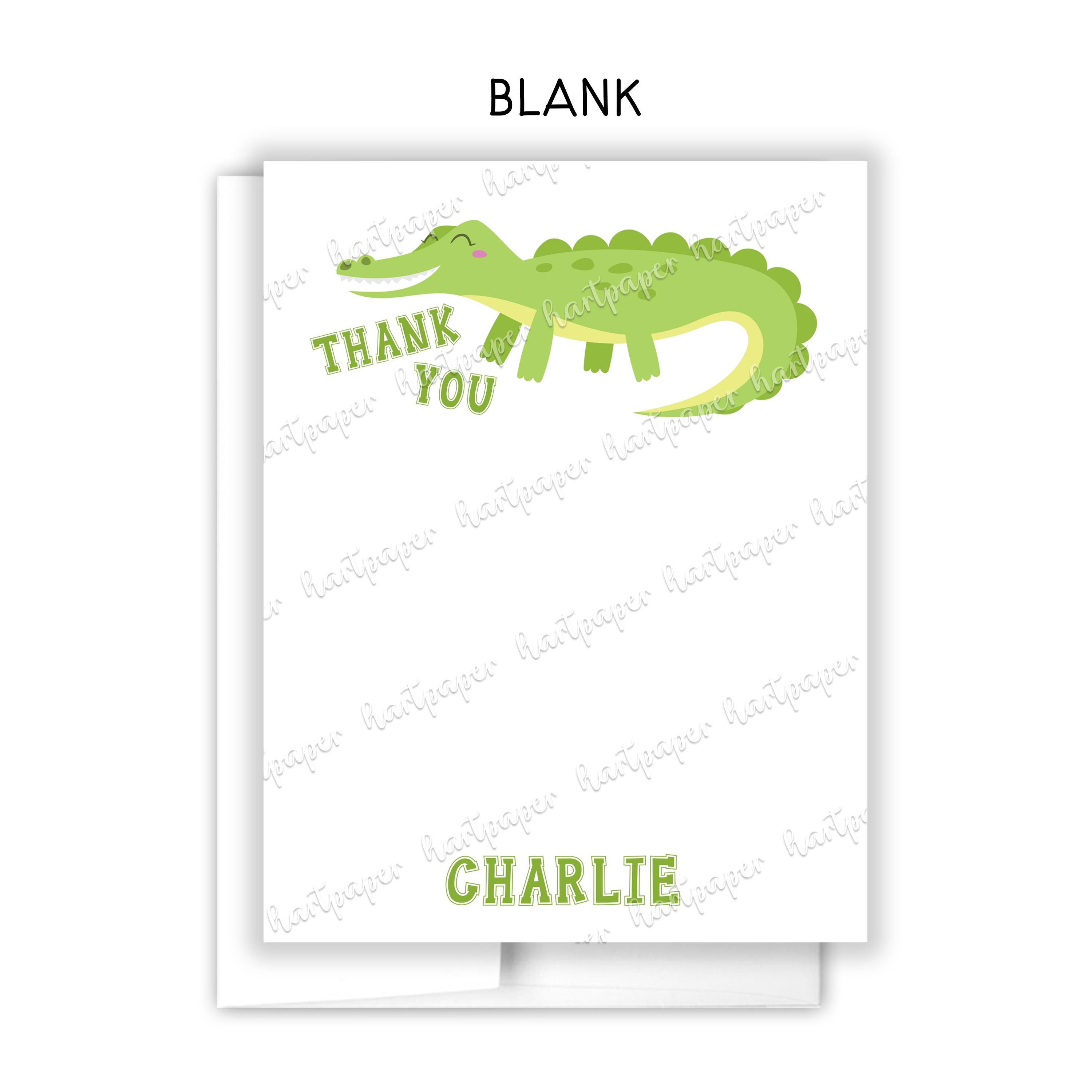 Alligator Crocodile Jungle Animals Fill in Blank Thank You Cards ...
