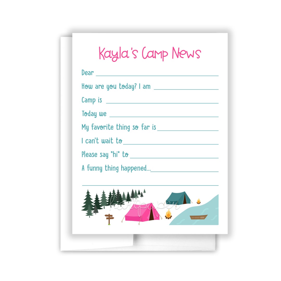 A Note From Camp Tent Camping Note Personalized Cards Summer Cheer ...