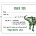 Dinosaur T Rex Fill in the Blank Thank You Cards Personalized Flat Stationery Custom Printed ...