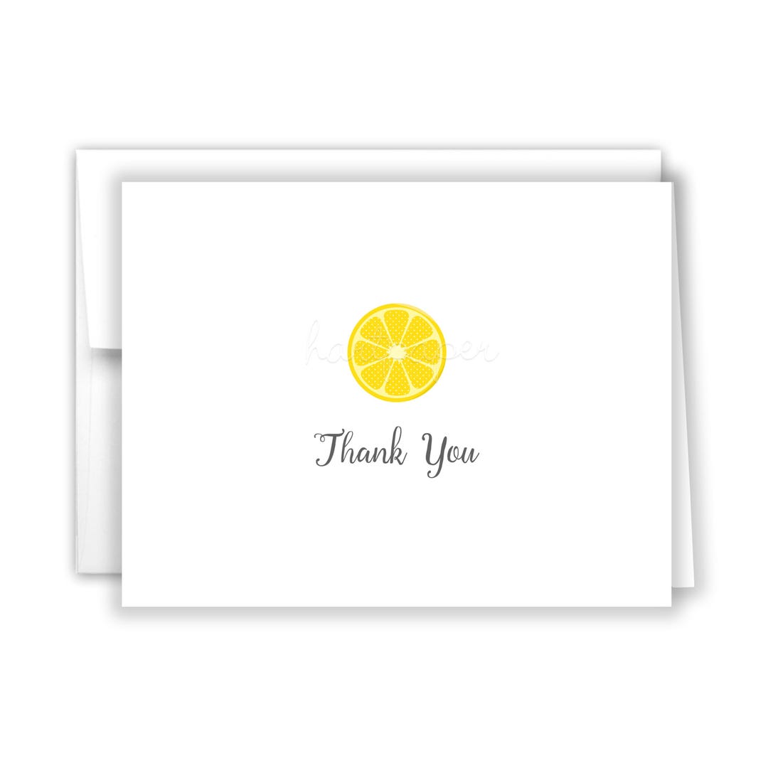 Lemon Food Thank You Personalized Cards Folded Flat Card Stationery ...
