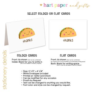 Taco Gracias Fiesta Food Thank You Personalized Cards • Folded Flat ...