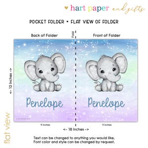 Rainbow Elephant Personalized Folder 2 Pocket • Back to School Supplies ...