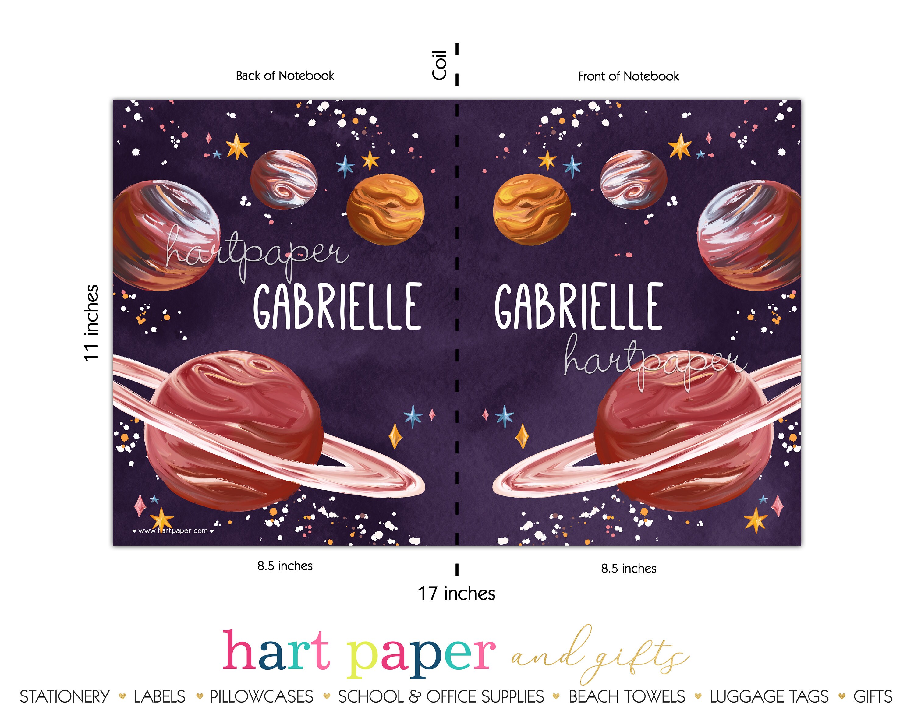 Outer Space Planets Solar System Personalized Notebook Sketchbook ...