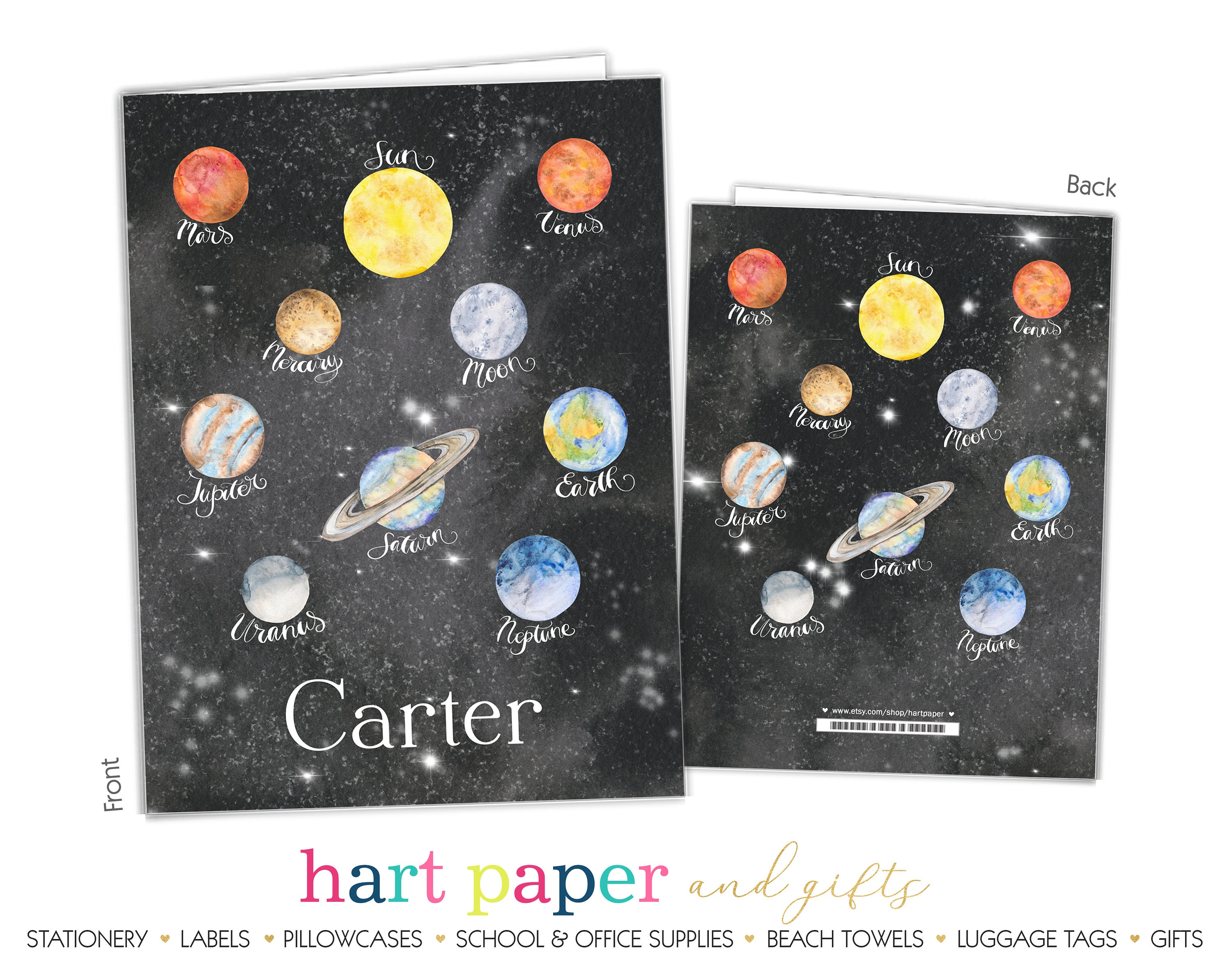 Planets Solar System Outer Space Personalized Folder 2 Pocket | Etsy