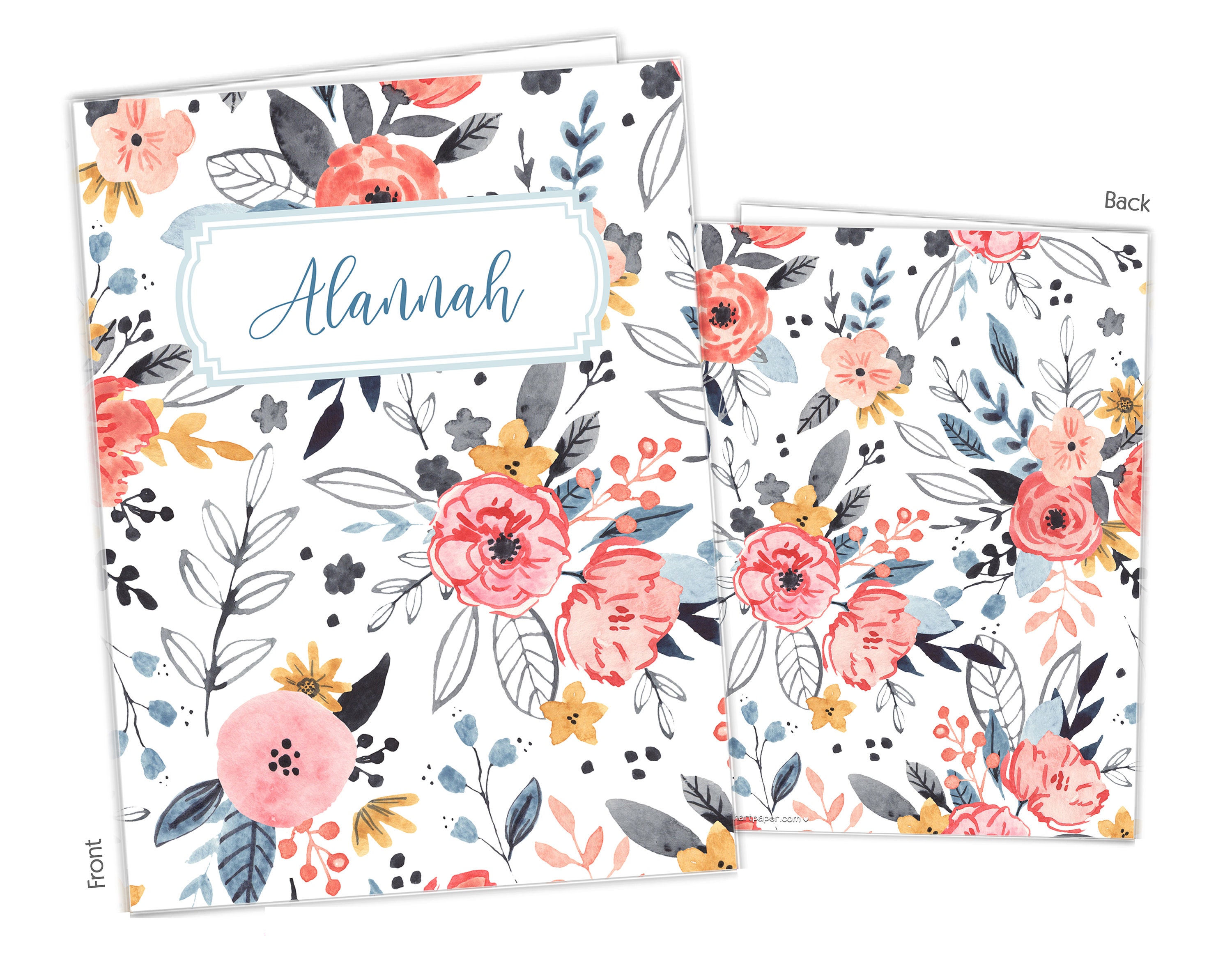 Flowers Personalized Folder 2 Pocket Back to School Supplies - Etsy