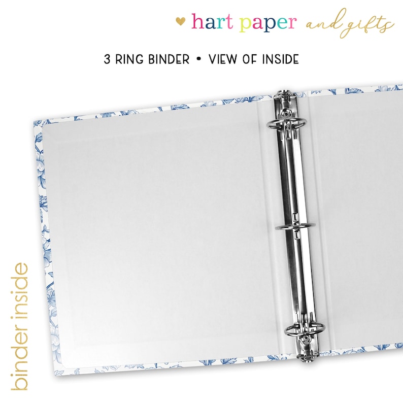 Blue Chinoiserie Recipe 3 Ring Binder Personalized Custom Flowers ...