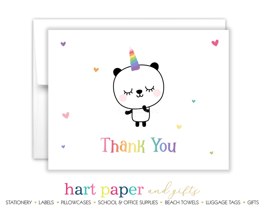 Panda Bear Thank You Personalized Cards Folded Flat Card - Etsy
