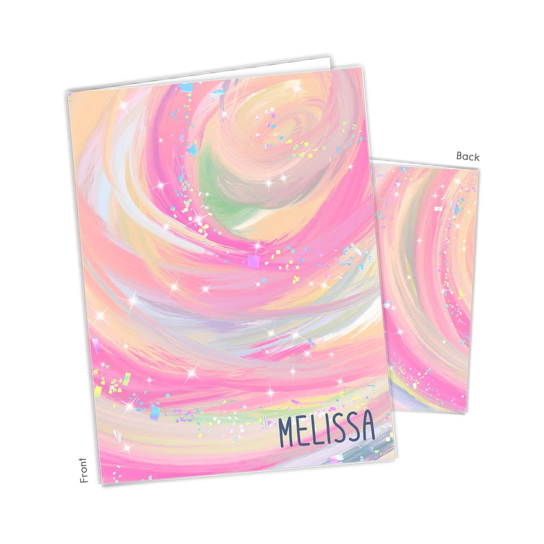 Rainbow Swirls Unicorn Personalized Supplies Folder 2 Pocket • Back to ...