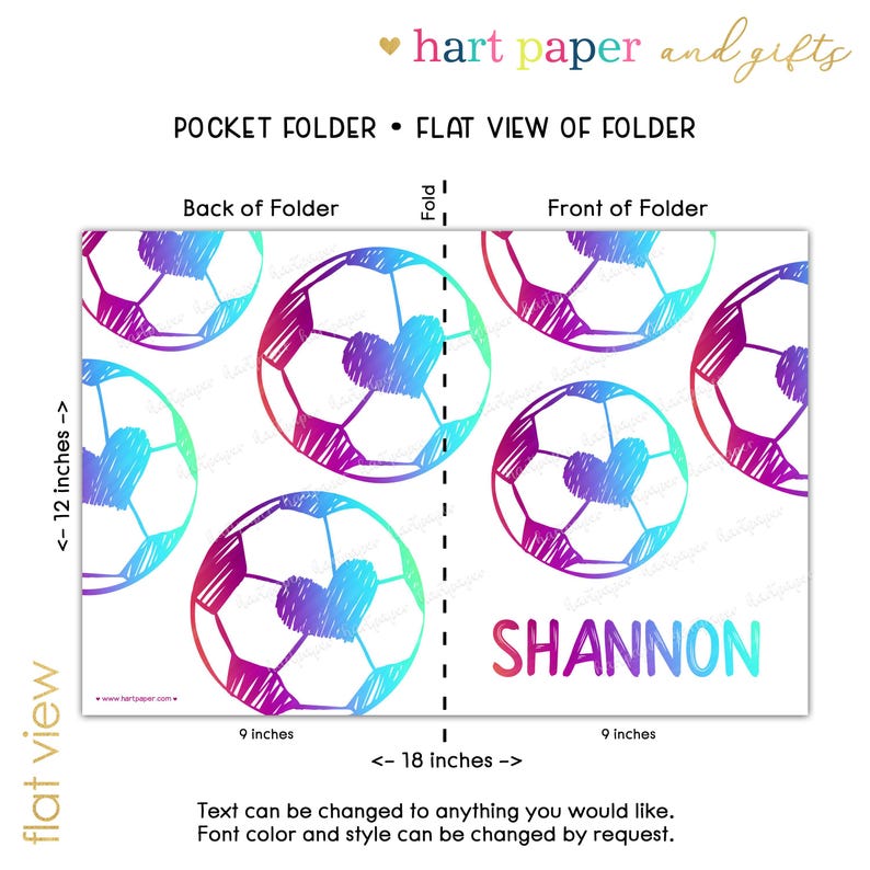 Rainbow Soccer Ball Sports Personalized Folder 2 Pocket Back to School ...