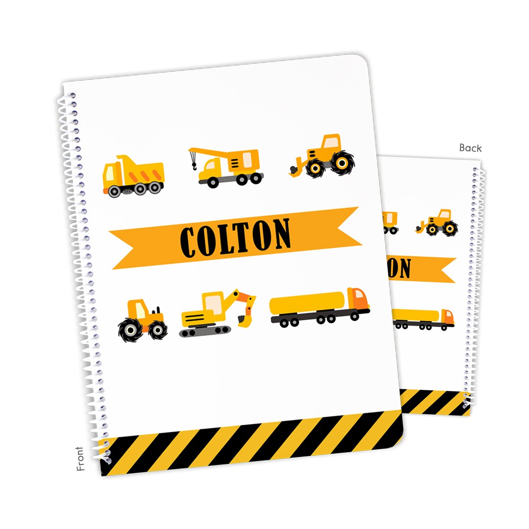 Construction Trucks Personalized Notebook Sketchbook Custom Birthday ...