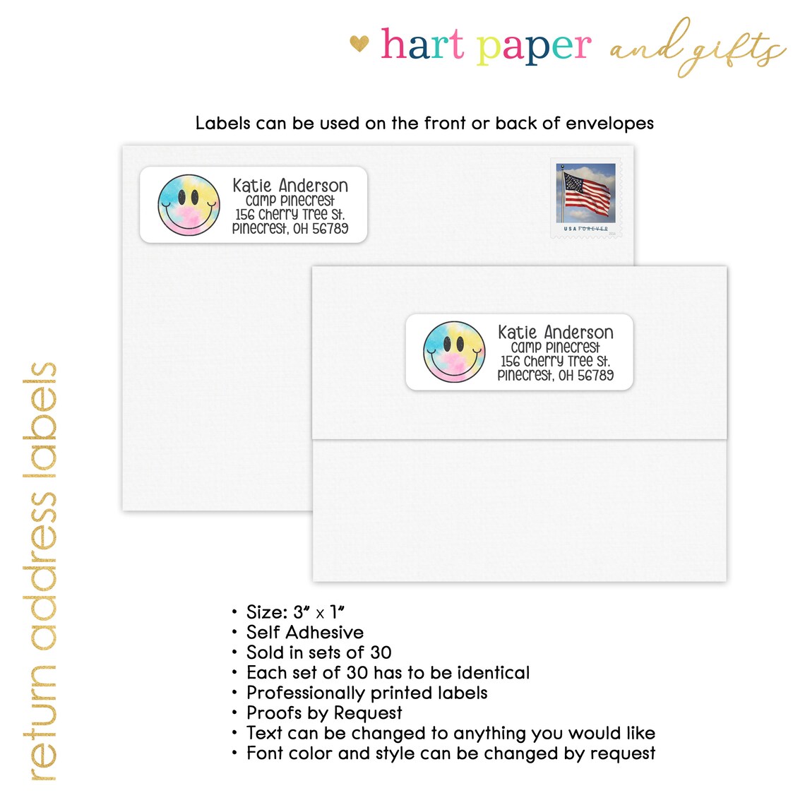 Happy Tie Dye Summer Camp Camping Return Address Labels Personalized ...