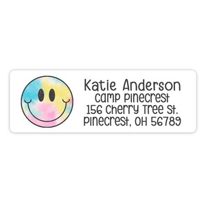 Happy Tie Dye Summer Camp Camping Return Address Labels Personalized ...