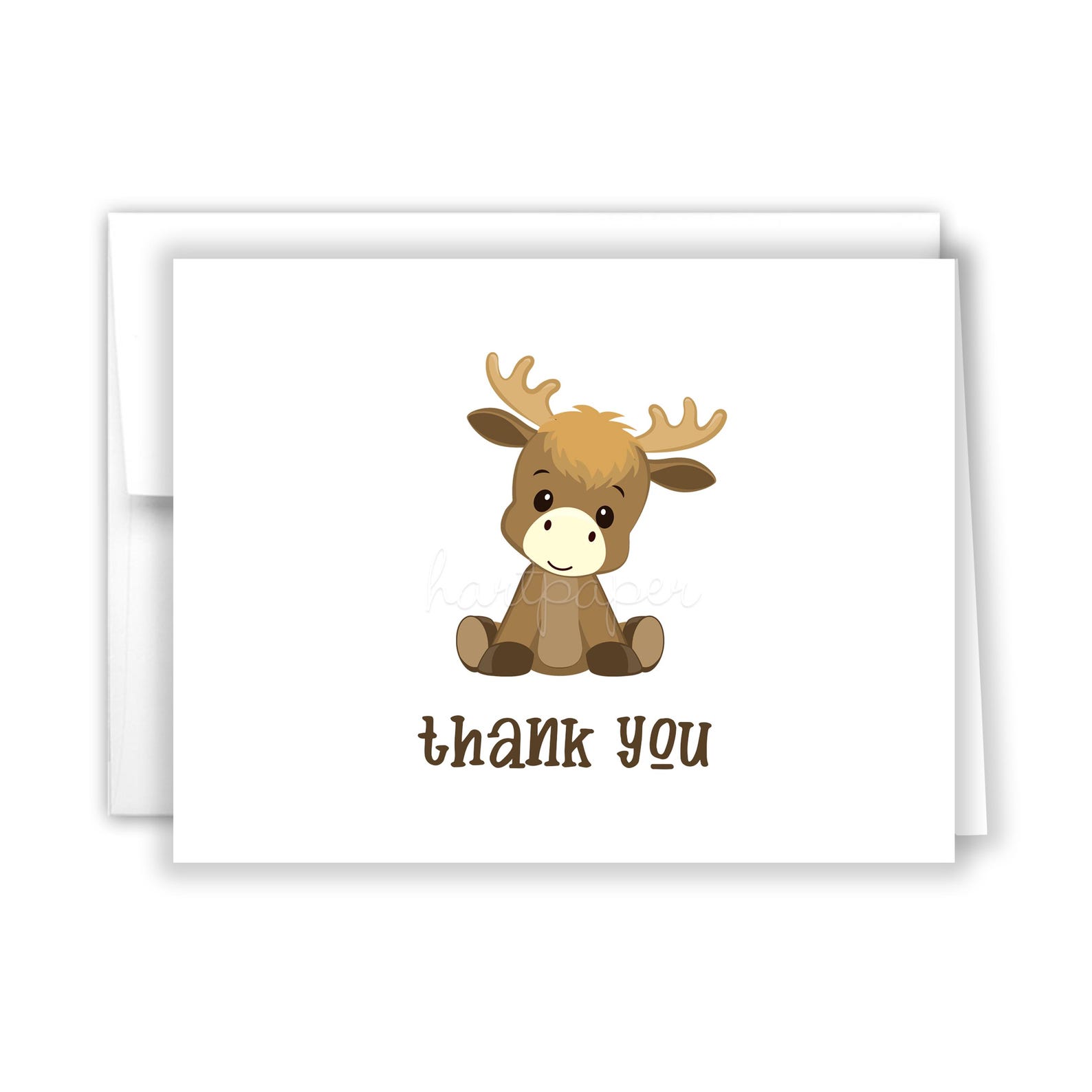 Moose Thank You Personalized Cards • Folded Flat Card Stationery Custom ...