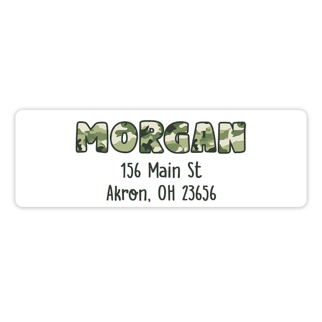 Camo Camouflage Return Address Labels • Personalized Custom Printed ...