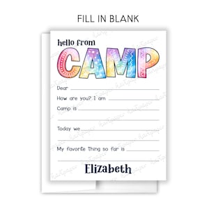Tie Dye Hello From Camp Fill in Blank Lined Camping Note Personalized ...