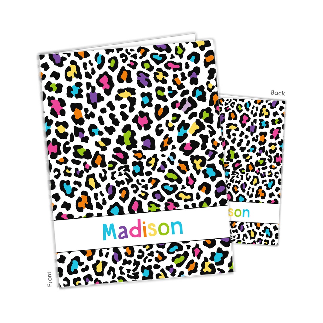 Rainbow Cheetah Animal Print Personalized Folder 2 Pocket Back to ...