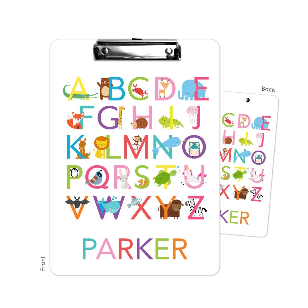 Alphabet Abc's Animals Personalized Clipboard Back to School Supplies ...