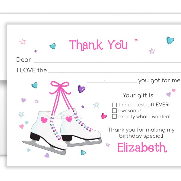 Ice Skate Party Thank You Cards - Etsy