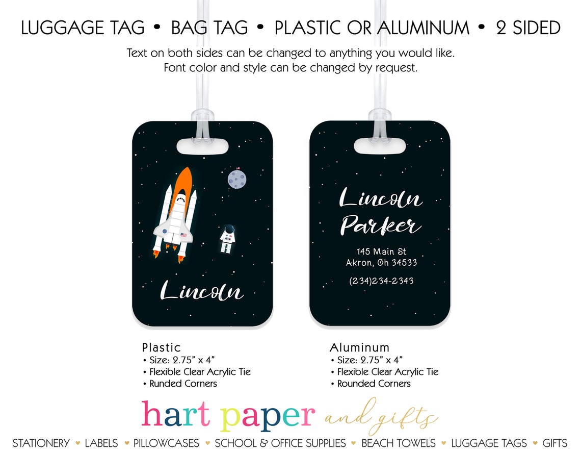 Space Shuttle Astronaut Personalized Luggage Bag Tag Plastic | Etsy