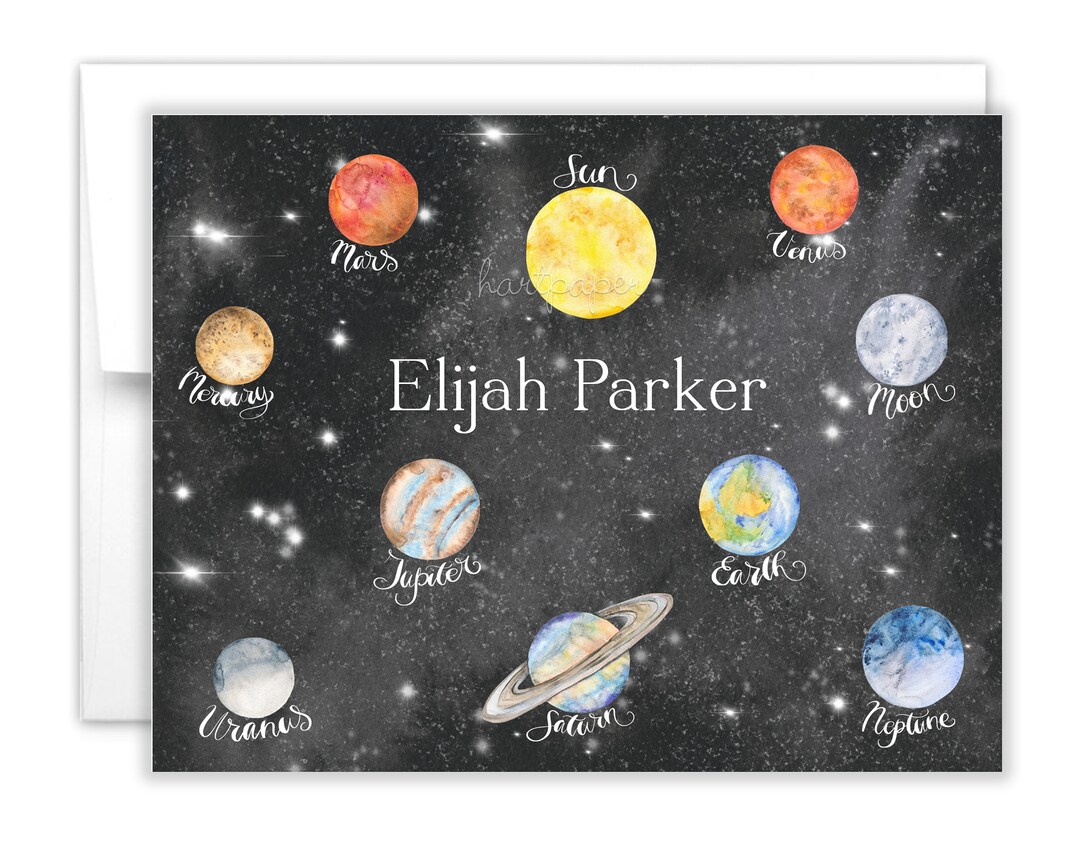 Galaxy Planets Outer Space Solar System Thank You Cards Folded Flat ...