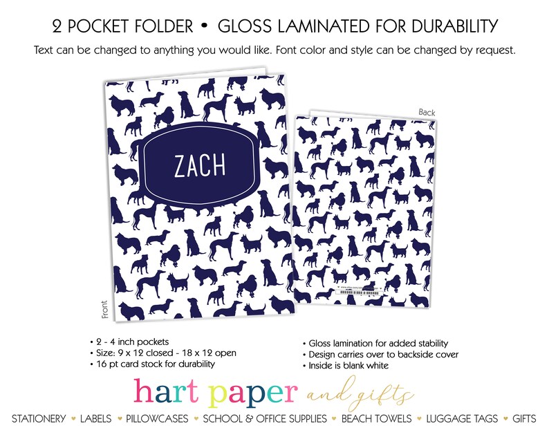 Dog Puppy Personalized Folder 2 Pocket Back to School - Etsy