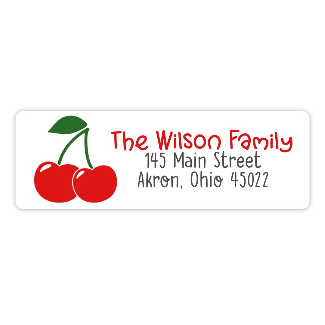 Cherry Cherries Fruit Return Address Labels • Personalized Custom Favor ...