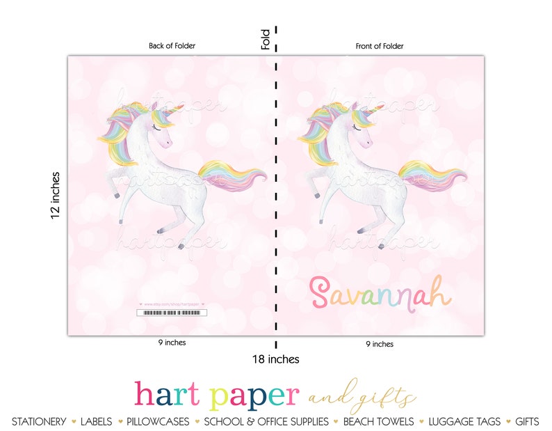 Rainbow Unicorn Personalized Folder 2 Pocket Back to School - Etsy