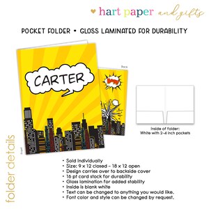Superhero Super Hero Personalized Folder 2 Pocket Back to - Etsy