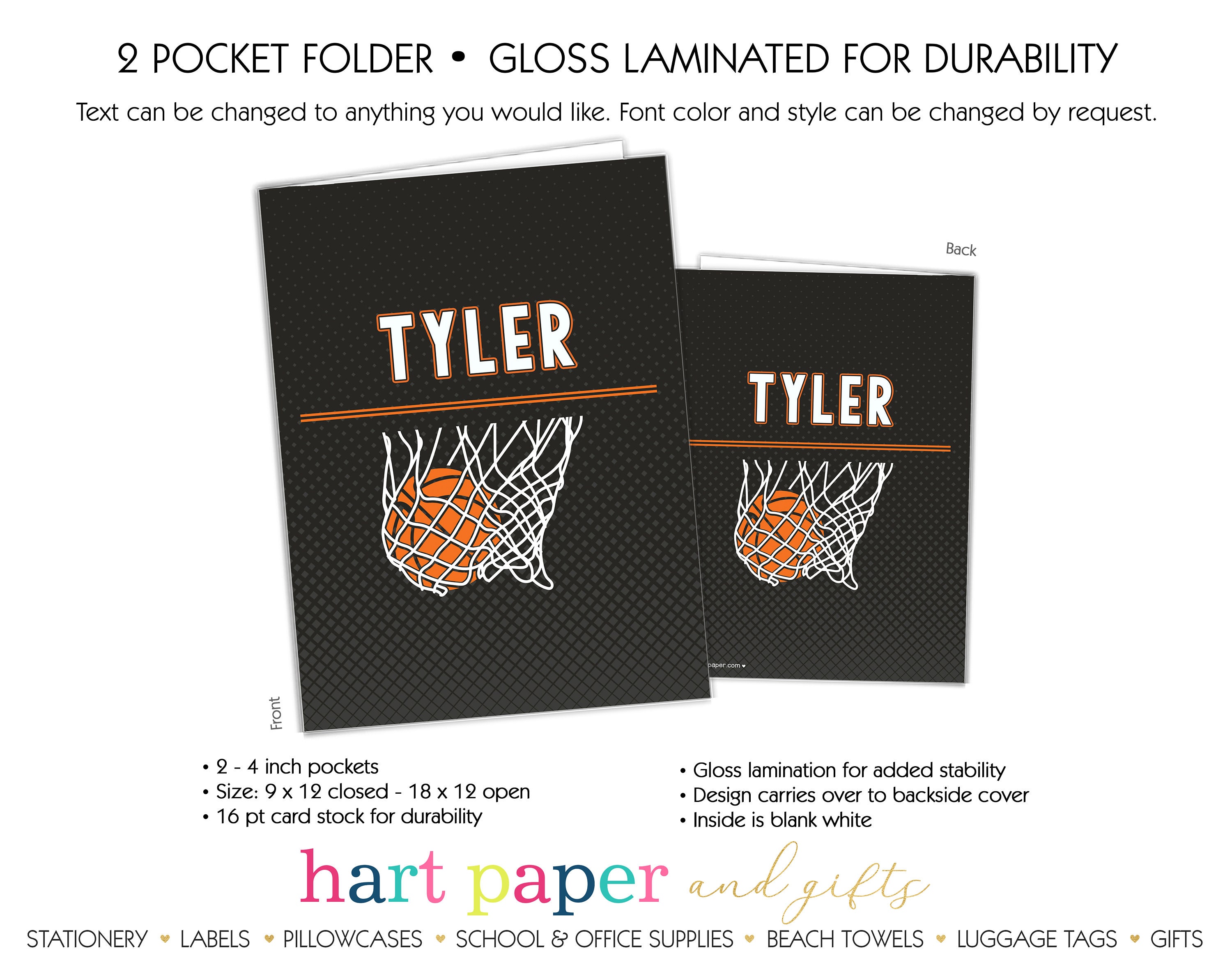 Basketball Sports Balls Personalized Folder 2 Pocket Back to - Etsy