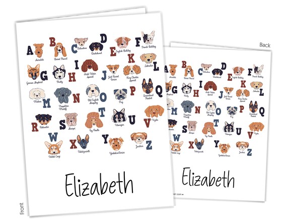 Dog Alphabet Abc's Puppy Animal Personalized Folder 2 - Etsy