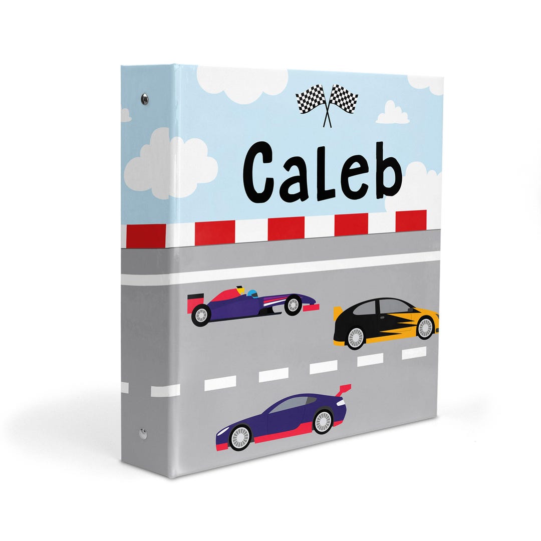 Race Car Transportation 3 Ring Binder 2" Personalized Custom Gift Back ...