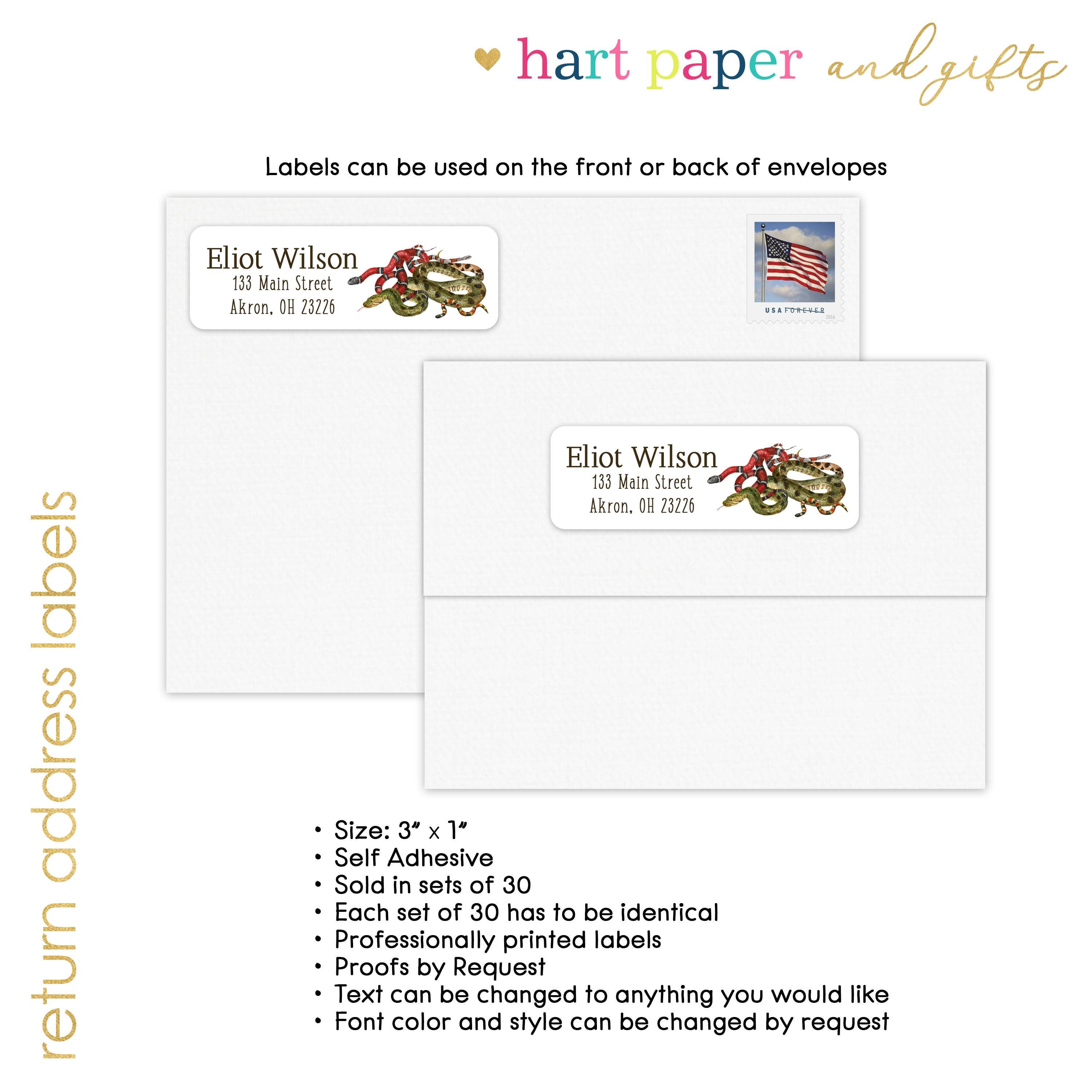 Snake Snakes Return Address Labels Personalized Custom Favor Self ...