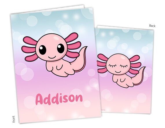 Axolotl Fish Rainbow Personalized Folder 2 Pocket Back to - Etsy