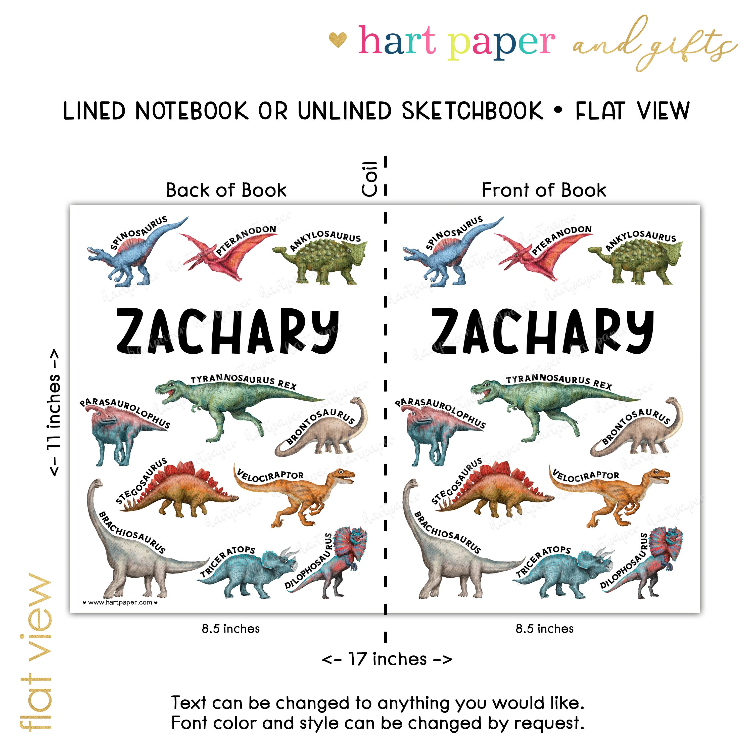 Dinosaur T Rex T-rex Personalized Notebook Sketchbook • Custom Birthday ...