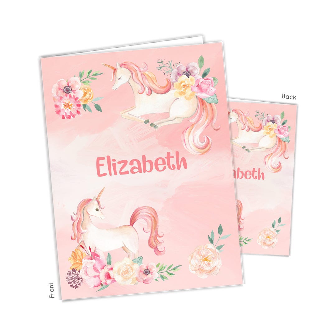 Rainbow Unicorn Personalized Folder 2 Pocket • Back to School Supplies ...